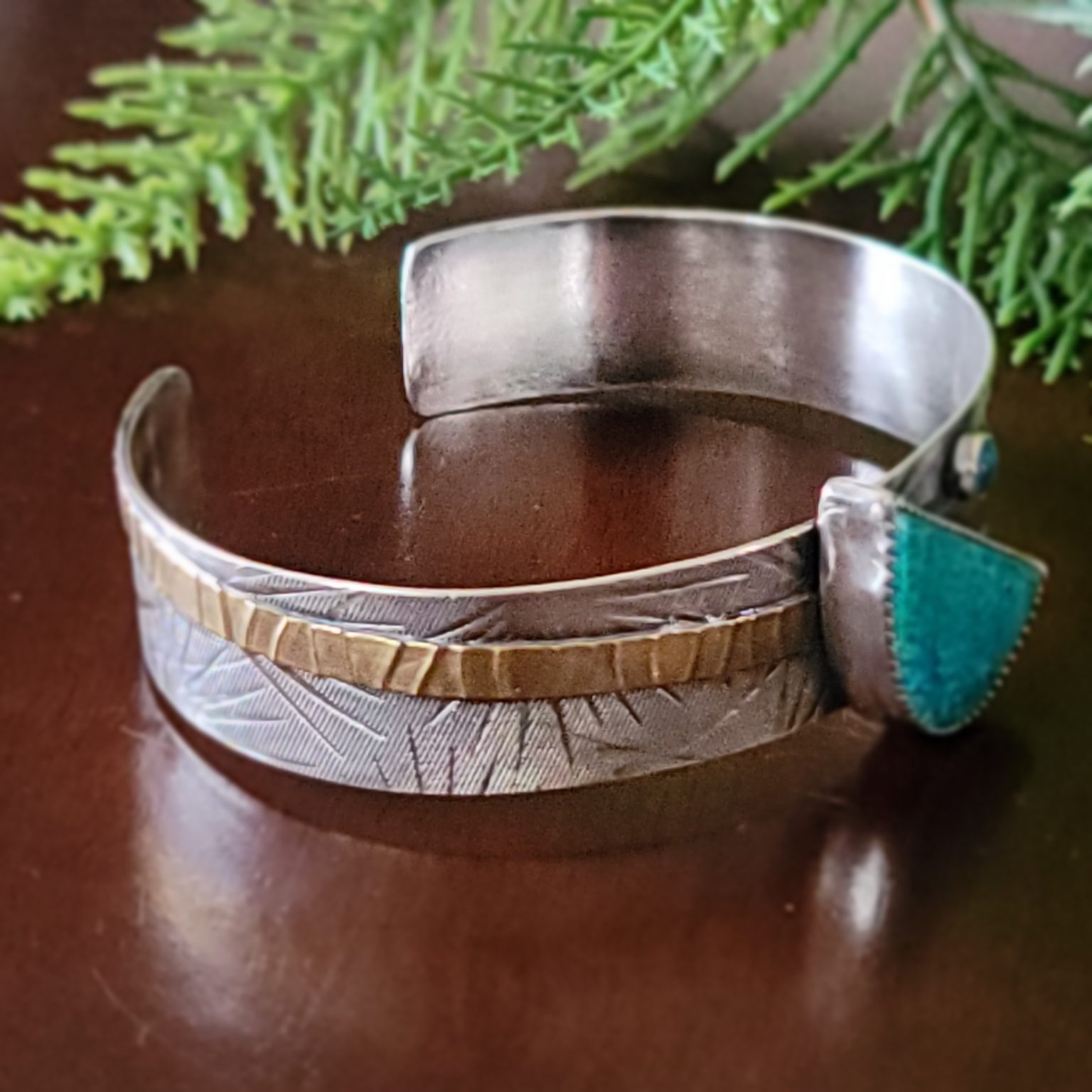 Chrysocolla Mixed Metal Cuff - Michele Grady Designs