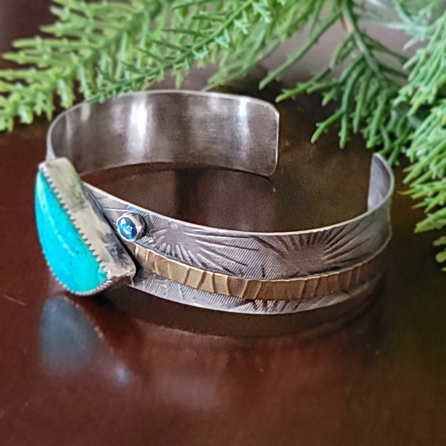 Chrysocolla Mixed Metal Cuff - Michele Grady Designs