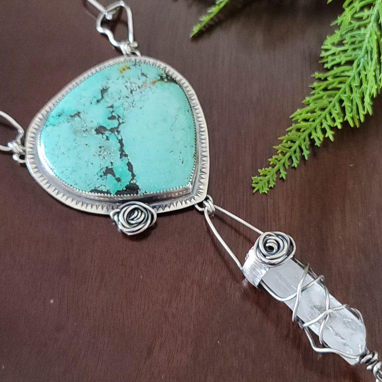 Turquoise Rose Statement Necklace - Michele Grady Designs