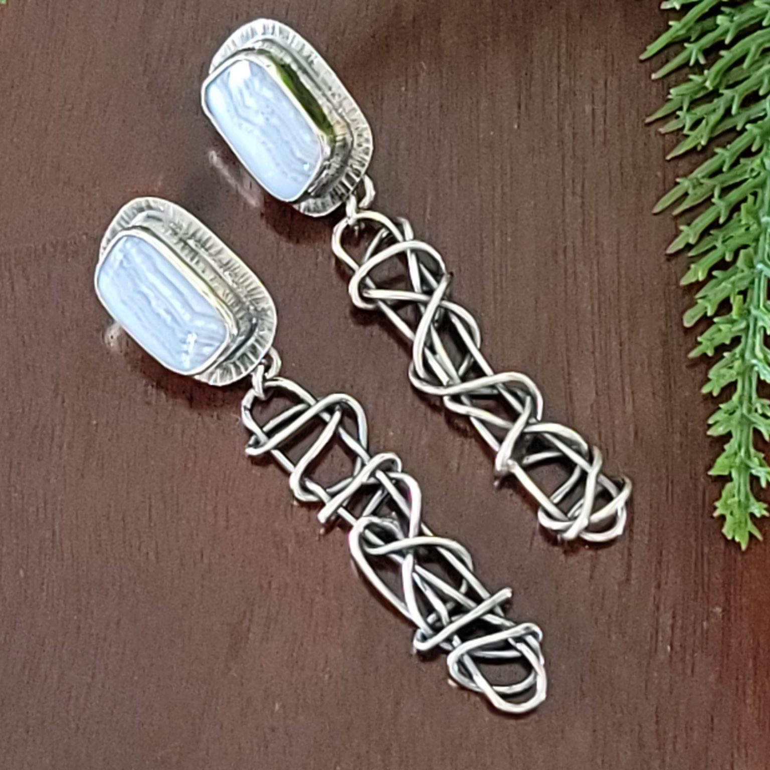 Azurite Malachite Sapphire Earrings - Michele Grady Designs