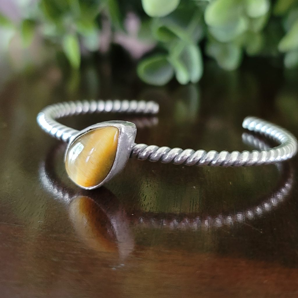 Honey Tiger Eye Twisted Wire Stacking Cuff - Michele Grady Designs