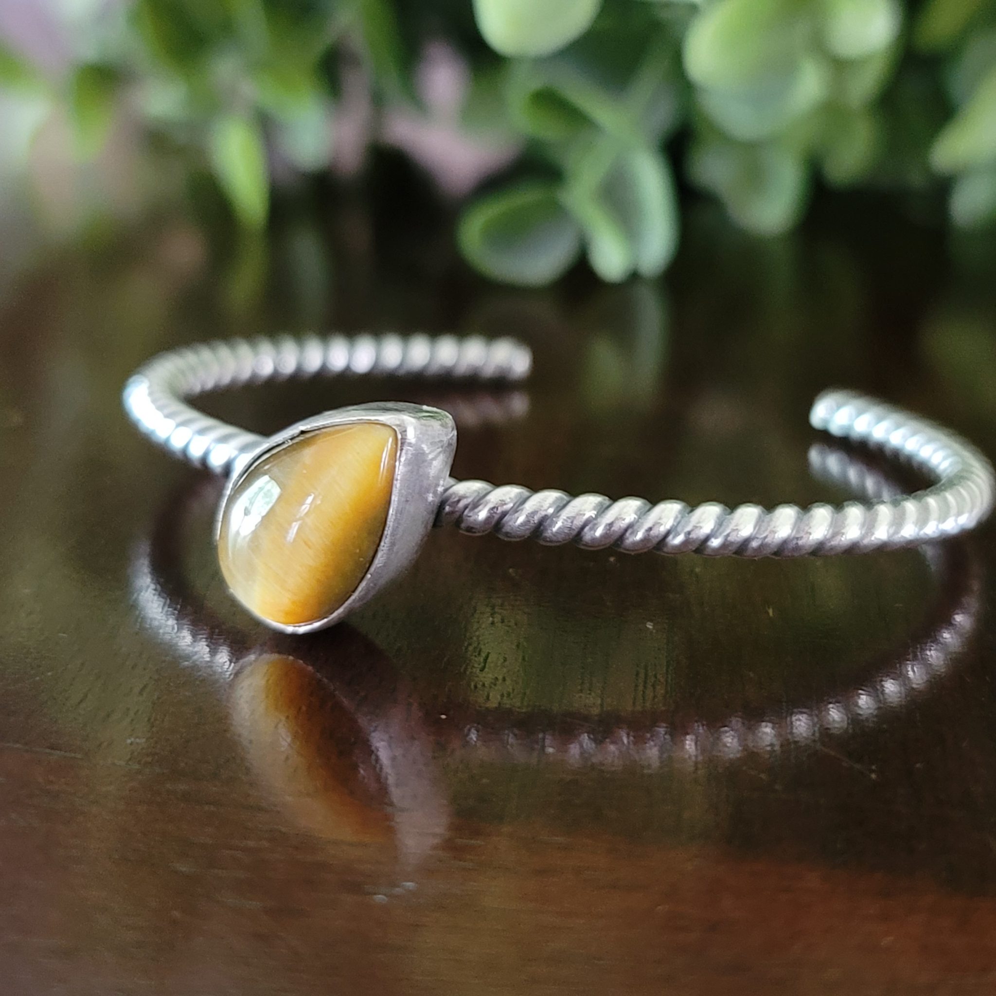 Honey Tiger Eye Twisted Wire Stacking Cuff - Michele Grady Designs