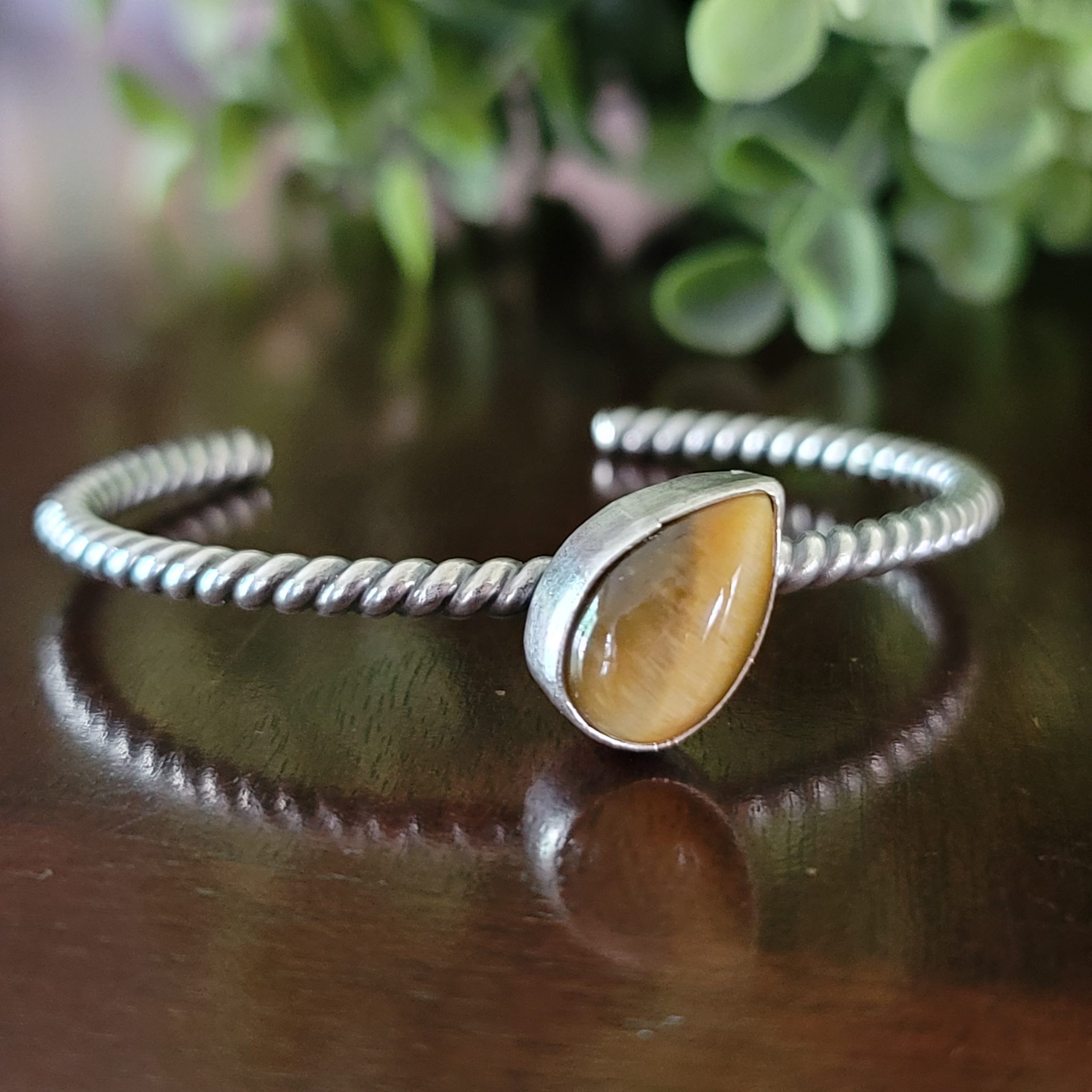 Honey Tiger Eye Twisted Wire Stacking Cuff - Michele Grady Designs